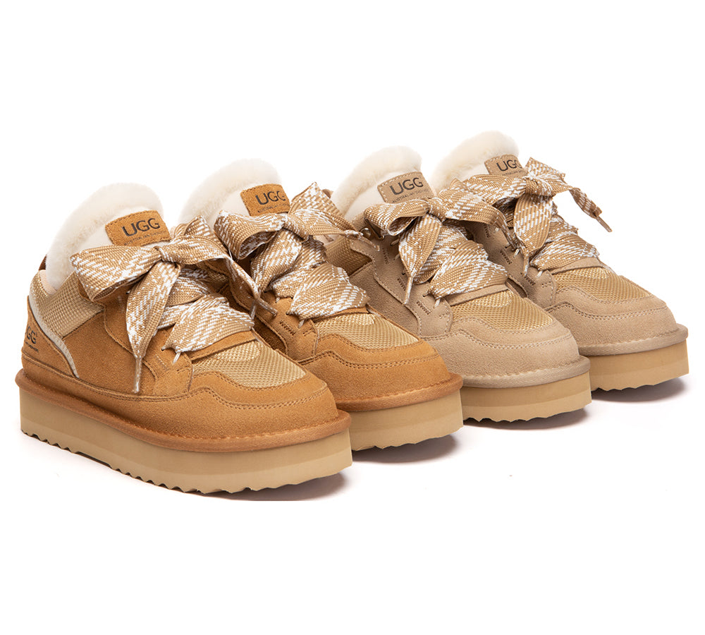 AUSTRALIAN SHEPHERD® UGG Boots Kids Sheepskin Wool Lace Up Platform ...