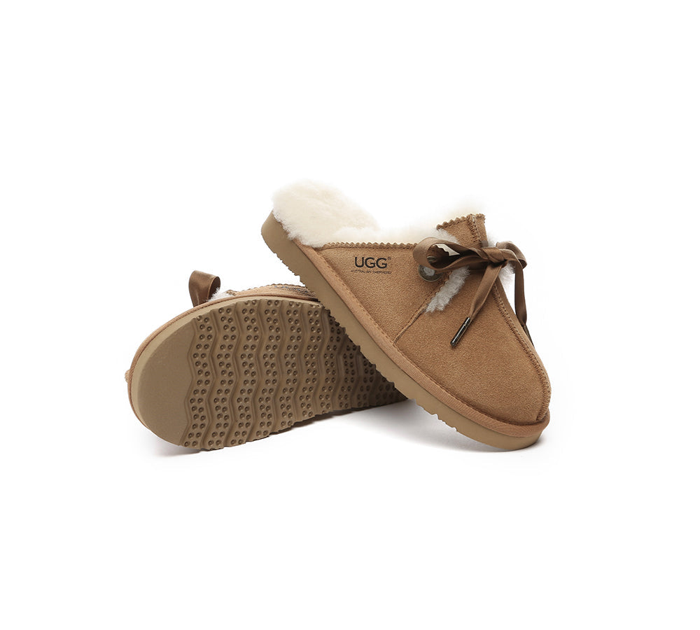 AUSTRALIAN SHEPHERD® UGG Slippers Women Adjustable Ribbon Bow Ruby