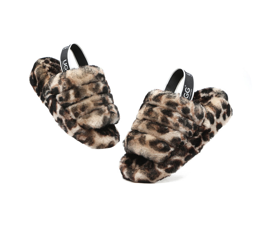 AUSTRALIAN SHEPHERD® UGG Women Leopard Print Fluffy Slides Pamela